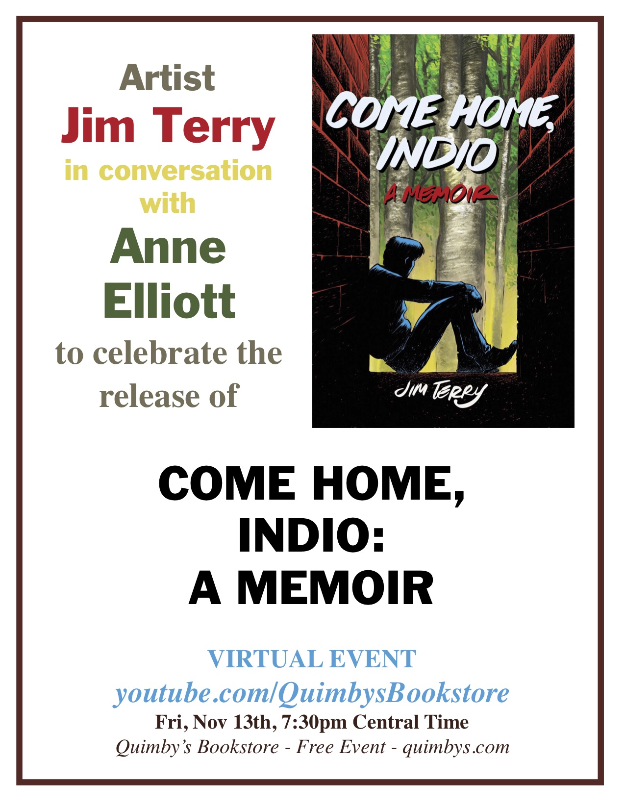 Jim Terry Reads From COME HOME, INDIO with Anne Elliott, a Quimby’s ...